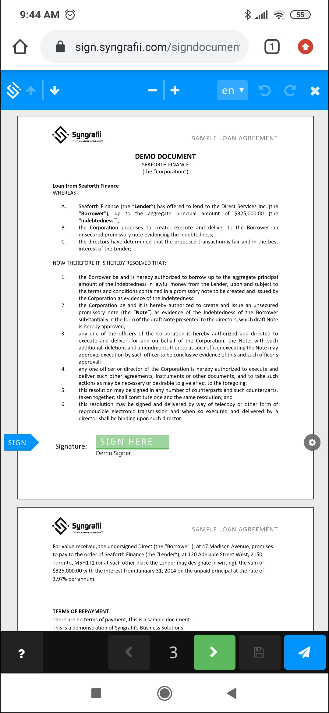 Signing on a Mobile Phone – Syngrafii