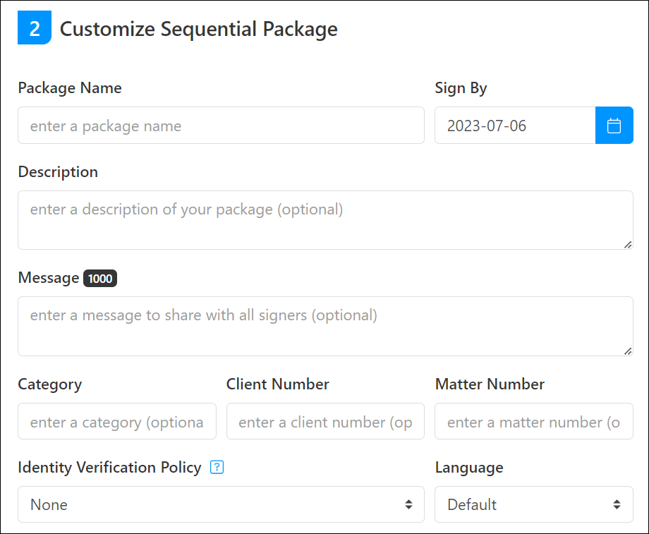 Create a New Signing Package – Syngrafii