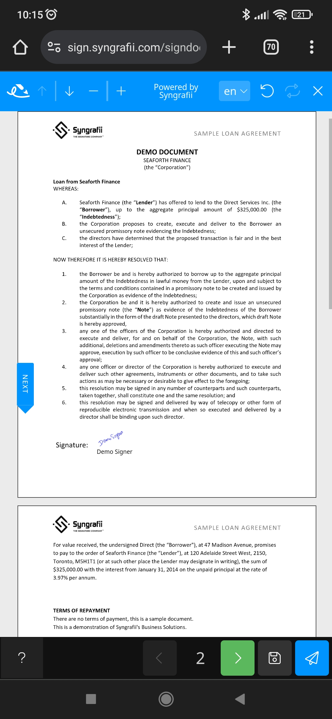 Signing on a Mobile Phone – Syngrafii