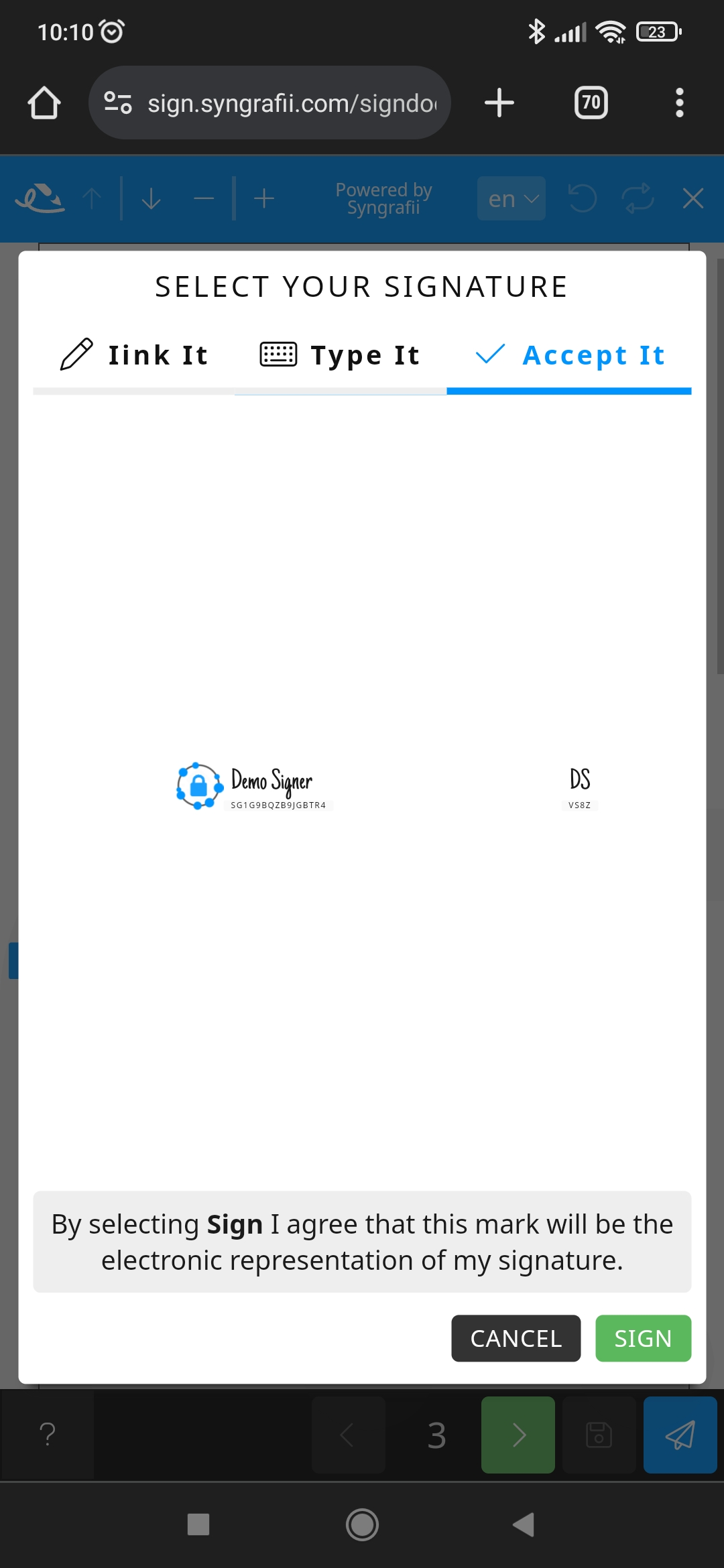 Signing on a Mobile Phone – Syngrafii