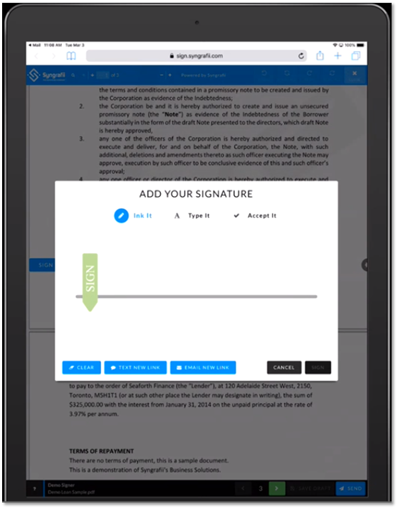 Signing on a Tablet – Syngrafii