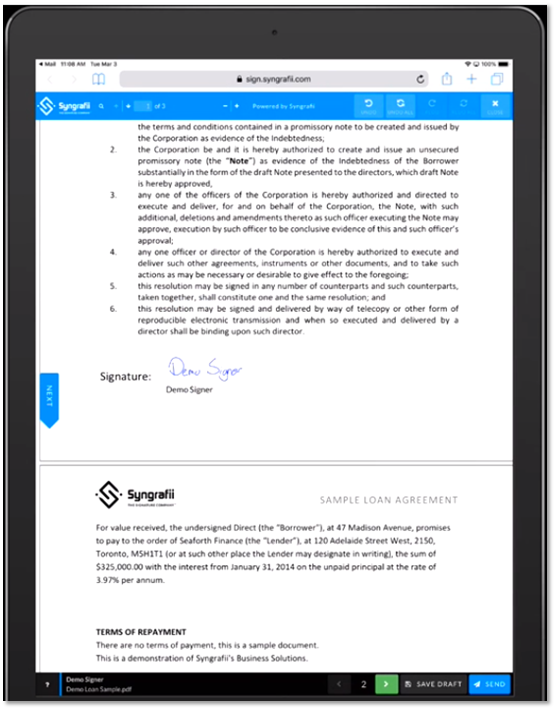 Signing on a Tablet – Syngrafii